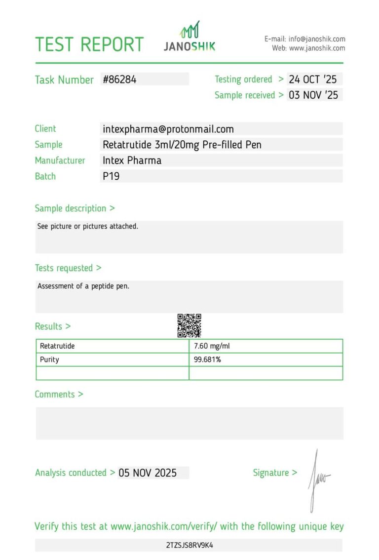 INTEX PHARMA – RETATRUTIDE PEN, READY TO USE (20mg/3ml (6.66 mg/ml ...